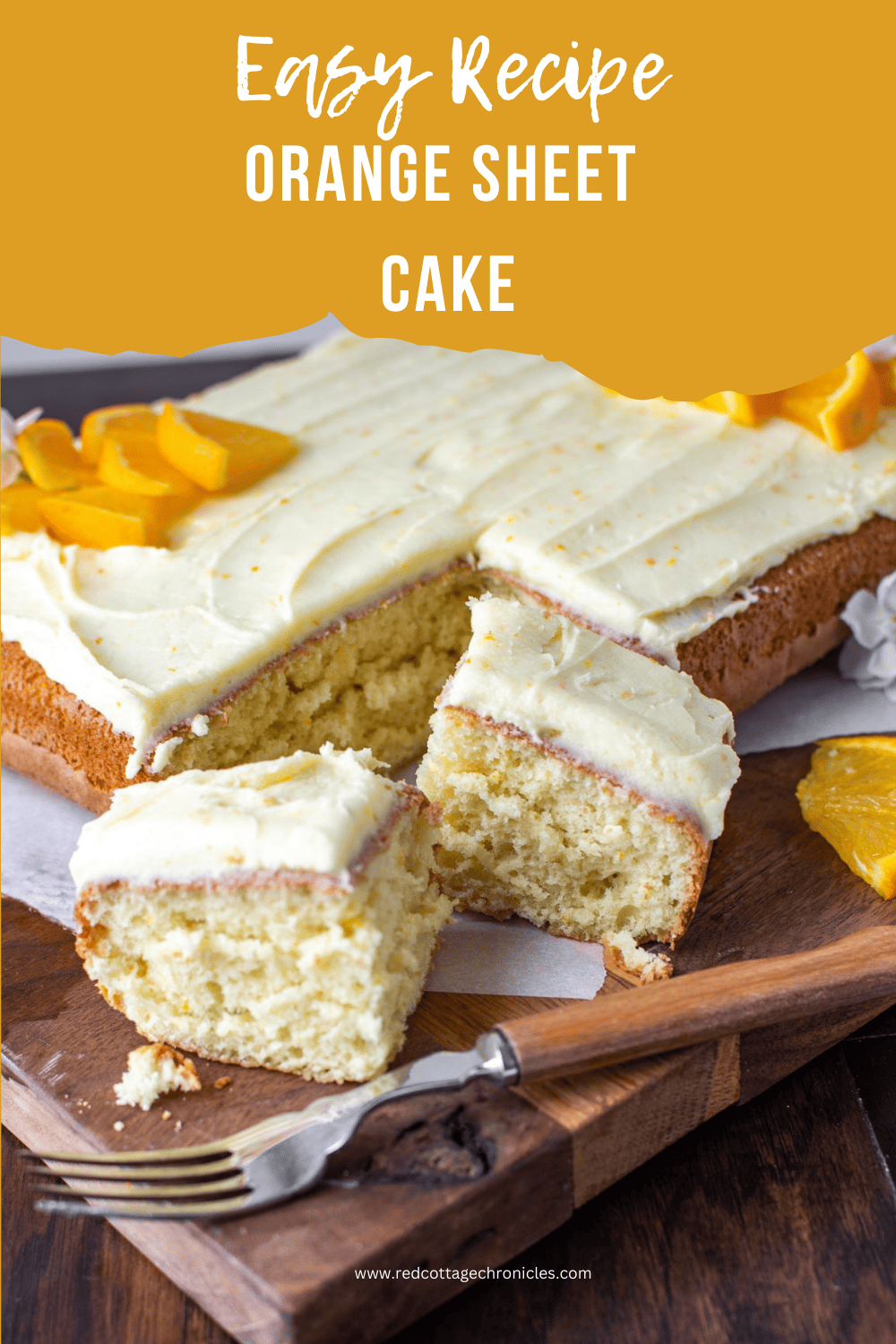 Easy Orange Sheet Cake - Red Cottage Chronicles