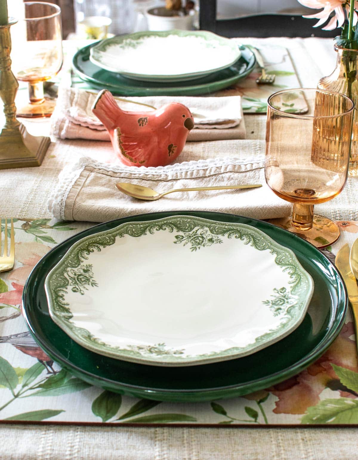 Garden Inspired Green Tablescape Styled 3 Ways - Red Cottage Chronicles