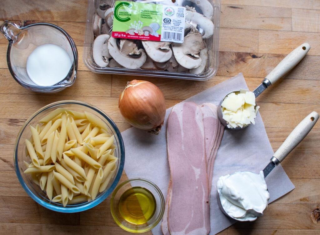 Creamy Mushroom and Bacon Pasta - Red Cottage Chronicles